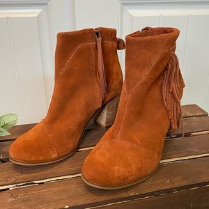 Toms | Shoes | Brand New Beautiful Suede Fringe Heel Ankle Boots | Poshmark